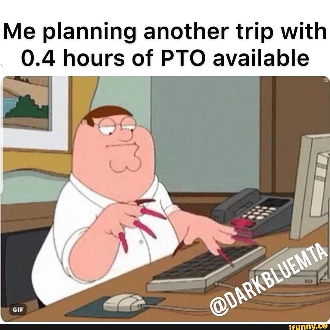 Me planning another trip with 0.4 hours of PTO available - iFunny