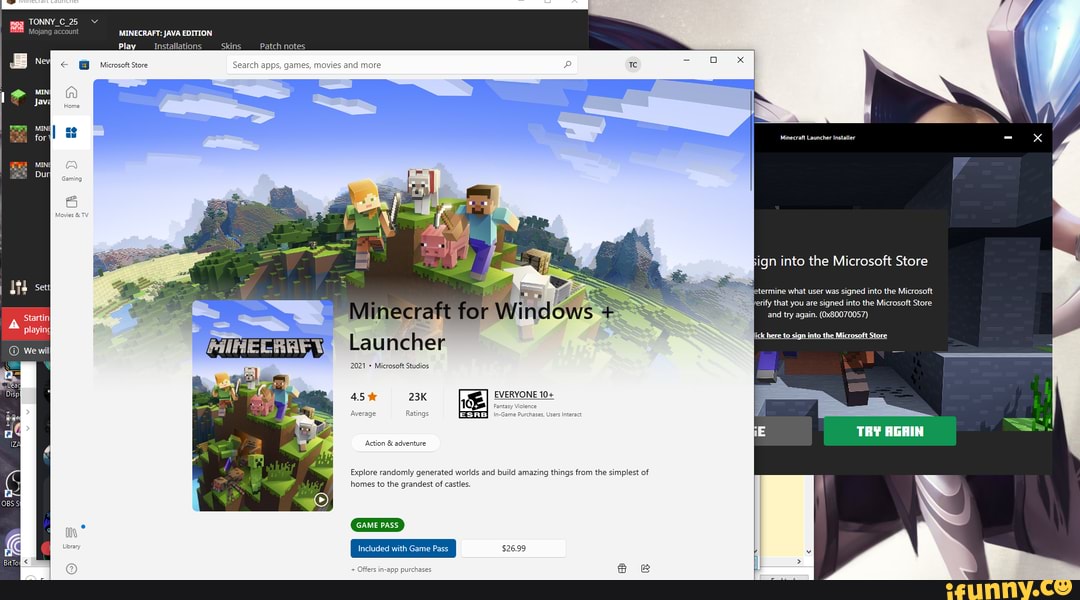 MINECRAFT: JAVA EDITION Play __installations Patch notes SS Microsoft ...