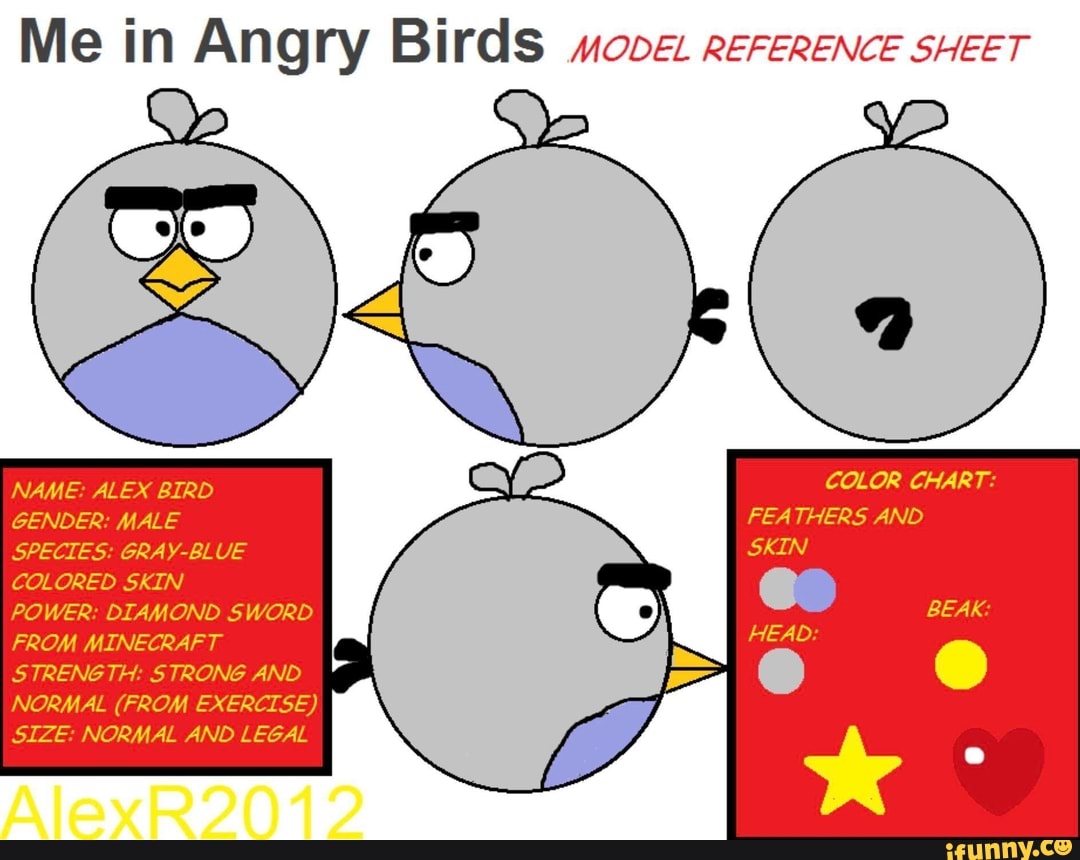 Me in Angry Birds MODEL REPERENCE SHEET NAME: ALEX BIRD COLOR CHART ...