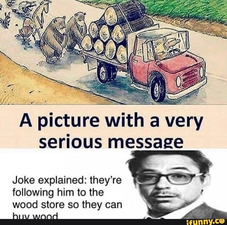 A picture with a very serious message Joke explained: they're following ...