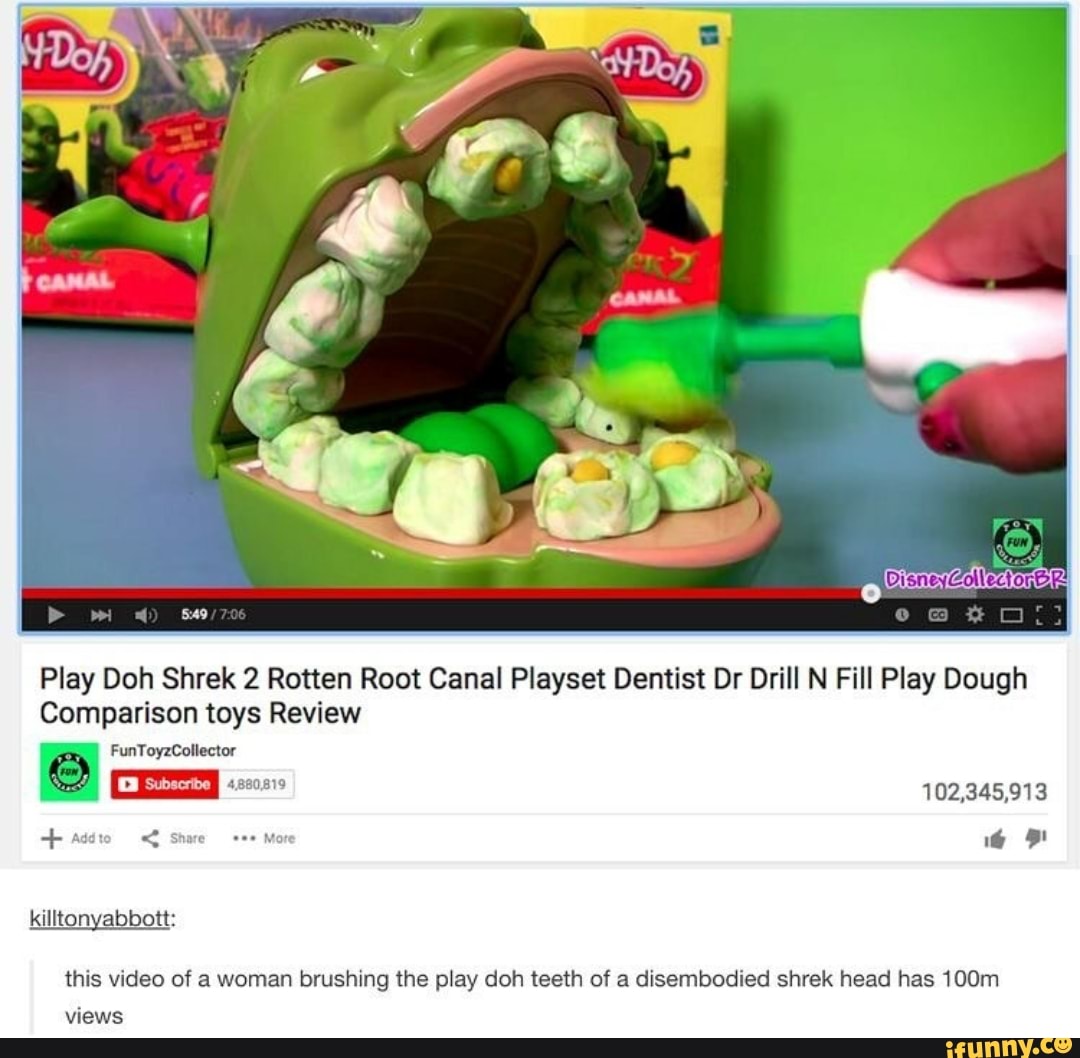 Ty Play Doh Shrek 2 Rotten Root Canal Playset Dentist Dr Drill N Fill Play Dough Comparison Toys