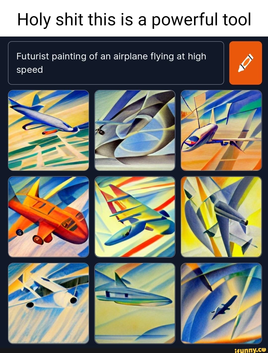Holy shit this is a powerful tool Futurist painting of an airplane ...