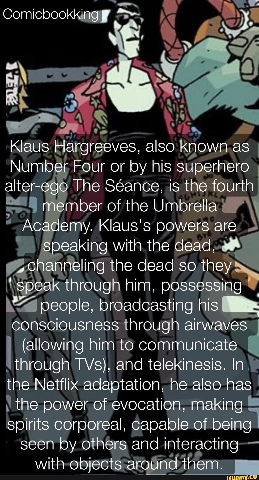 Comicbookking SS Klaus Hargreeves, also Known as I Number Four or by ...