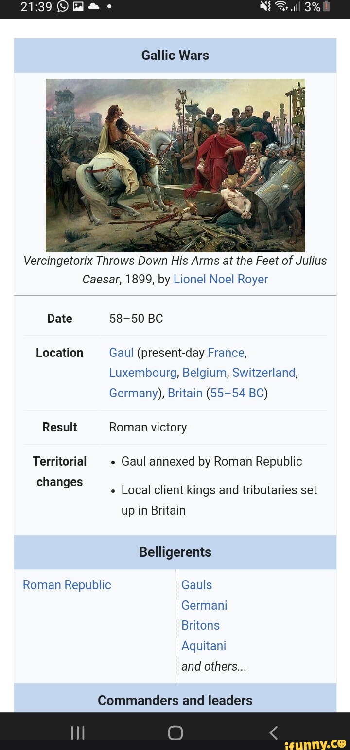 All Gallic Wars Vercingetorix Throws Down His Arms at the Feet of ...
