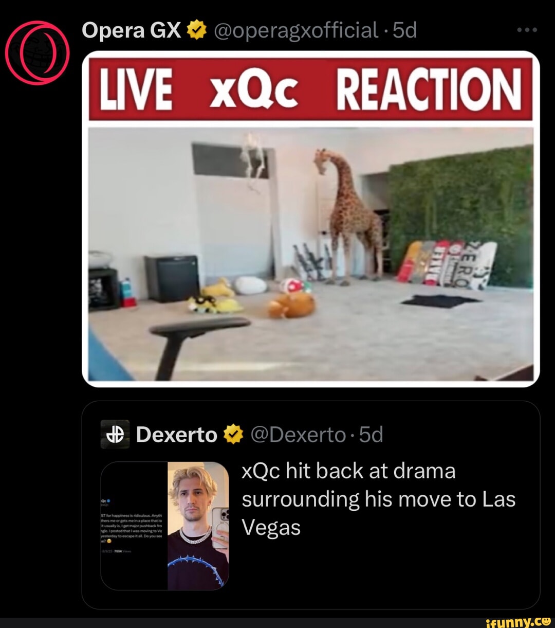 Opera GX @ @operagxofficial Sd LIVE xQc_ REACTION Dexerto @ Dee to dd ...