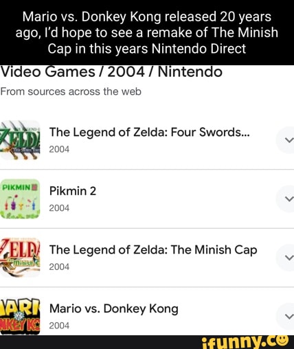 Mario vs. Donkey Kong released 20 years ago, I'd hope to see a remake ...