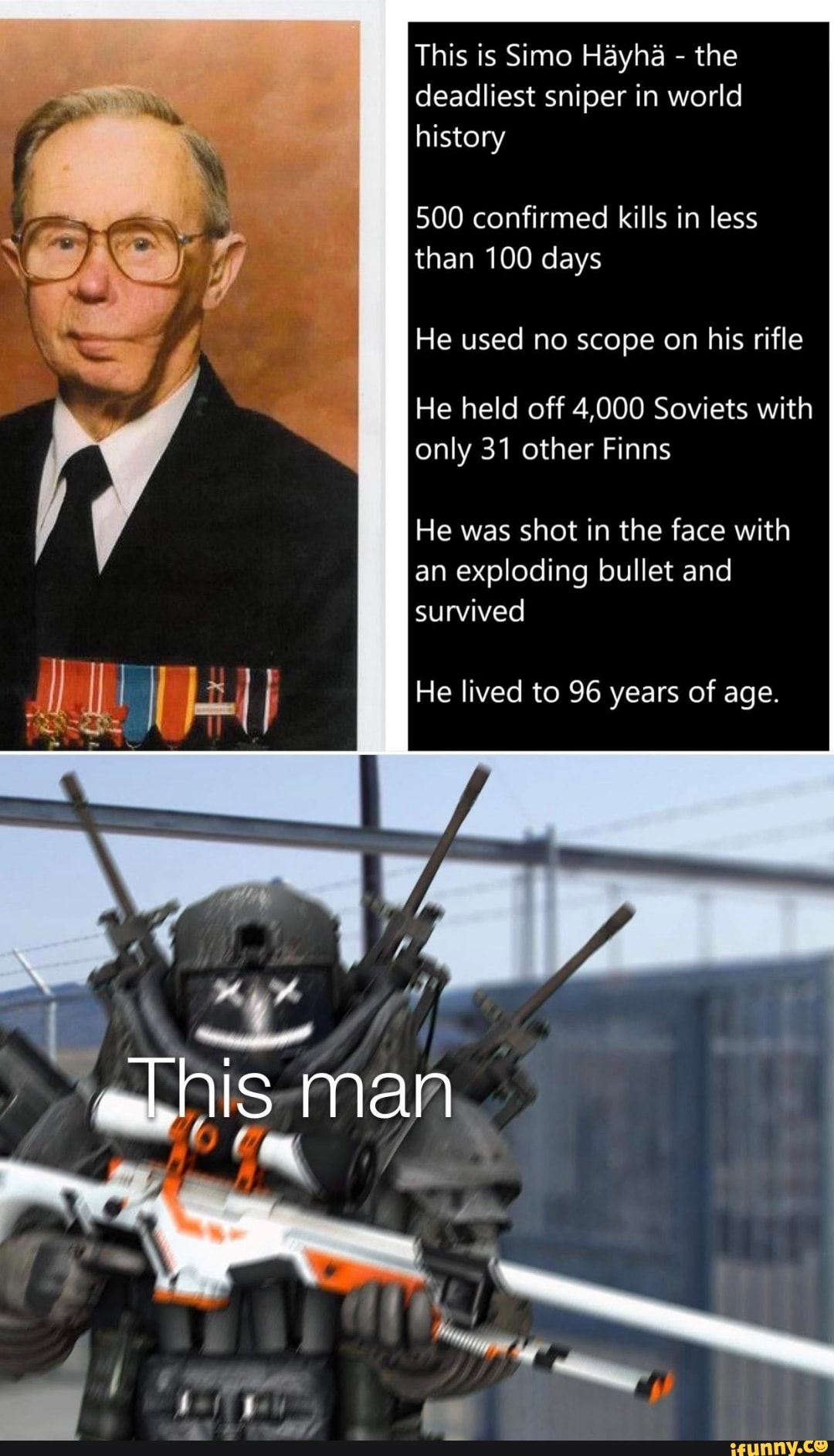 This is Simo Hayha the history He used his rifle only 31 other Finns He ...