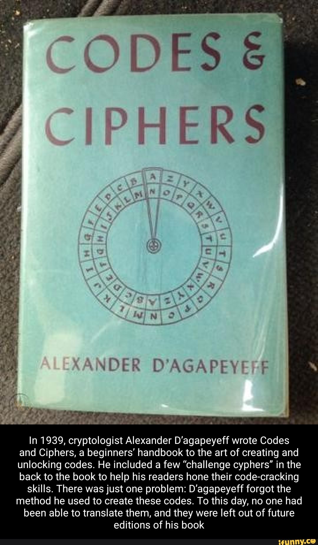 'ODES In 1939, cryptologist Alexander D'agapeyeff wrote Codes and Ciphers, a beginners' handbook ...