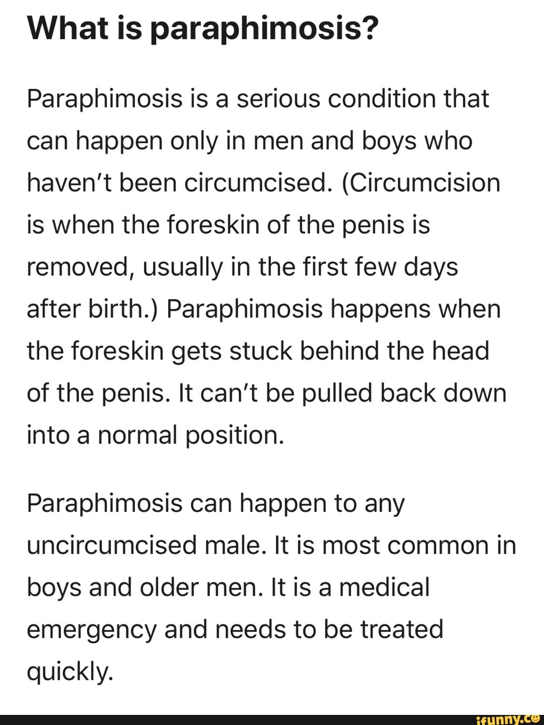 What is paraphimosis? Paraphimosis is a serious condition that can ...