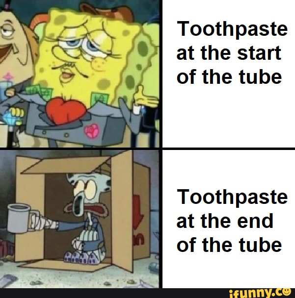 Toothpaste at the start of the tube Toothpaste at the end of the tube ...