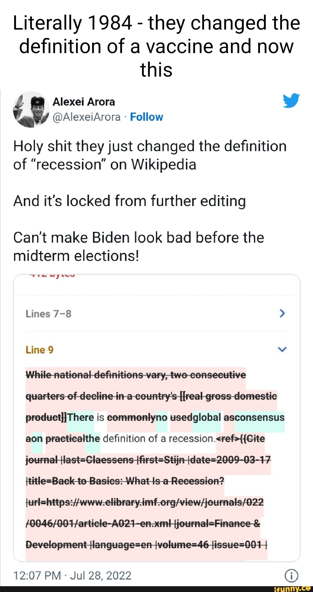 Literally 1984 - they changed the definition of a vaccine and now this ...