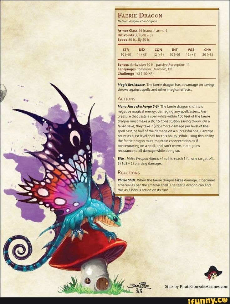 Faerie DRaGon 'Medlum dragon choctic good 'Armor Class 14 (natural ...