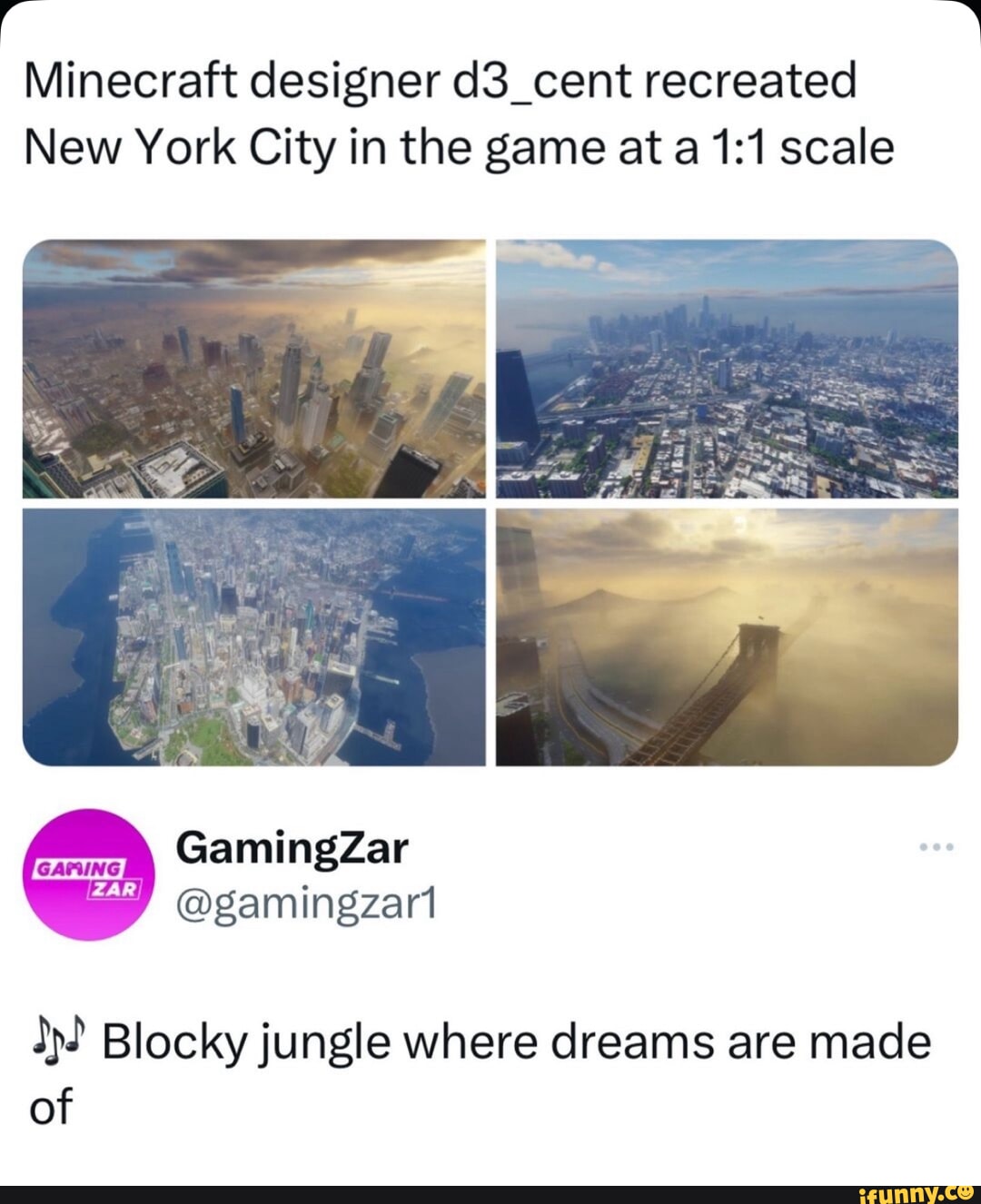 Minecraft designer d3_cent recreated New York City in the game at a ...