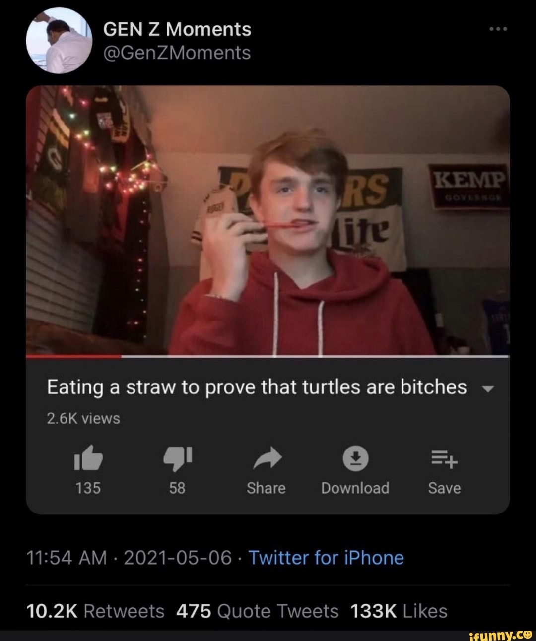 GEN Z Moments @GenZMoments Eating a straw to prove that turtles are ...