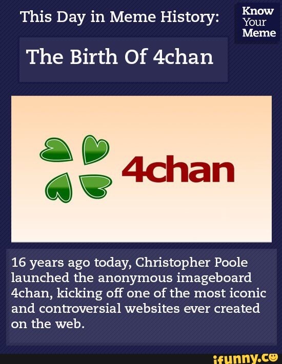 Know This Day in Meme History: Your Meme The Birth Of 4chan 16 years ...
