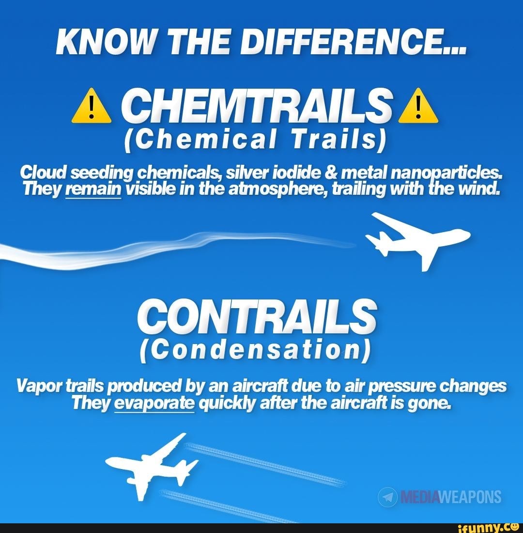 KNOW THE DIFFERENCE... CHEMTRAILS (Chemical Trails) Cloud seeding ...