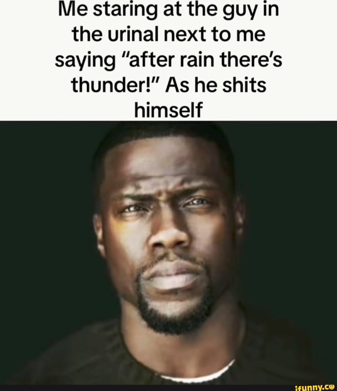 Me staring at the guy in the urinal next to me saying "after rain there ...
