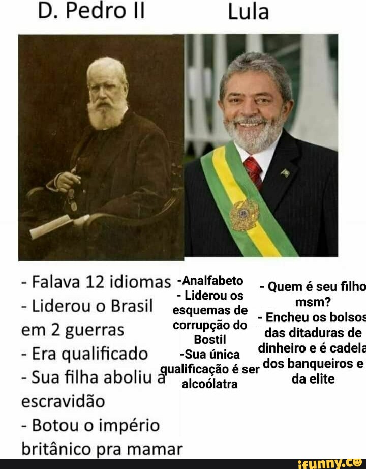 D. Pedro Il Lula - Falava 12 idiomas -Analfabeto quem é seu filho ...
