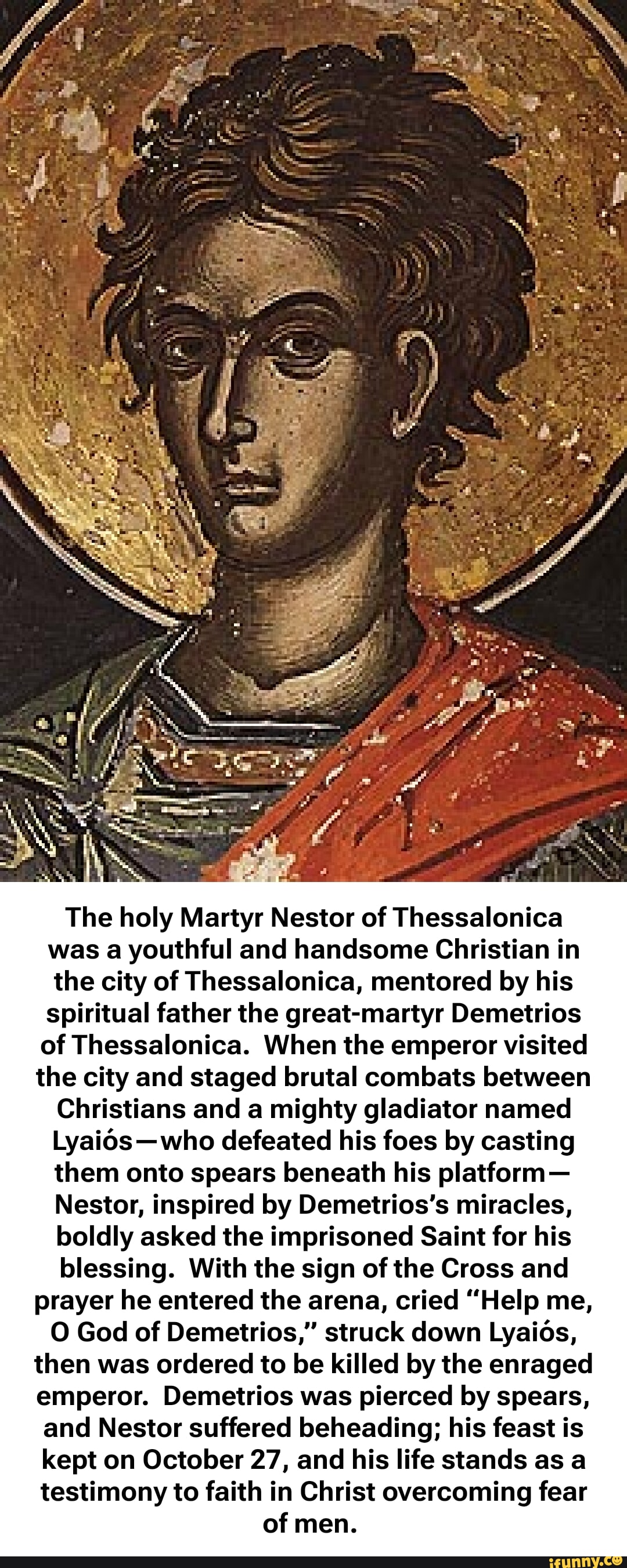 1 al The holy Martyr Nestor of Thessalonica was a youthful and handsome ...