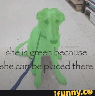She is green because she ca placed there - iFunny