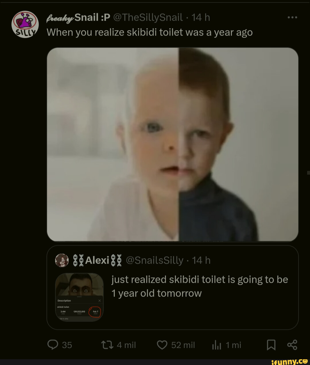 Skibidi rule - When you realize skibidi toilet was a year ago C's) freaky Snail :P ...