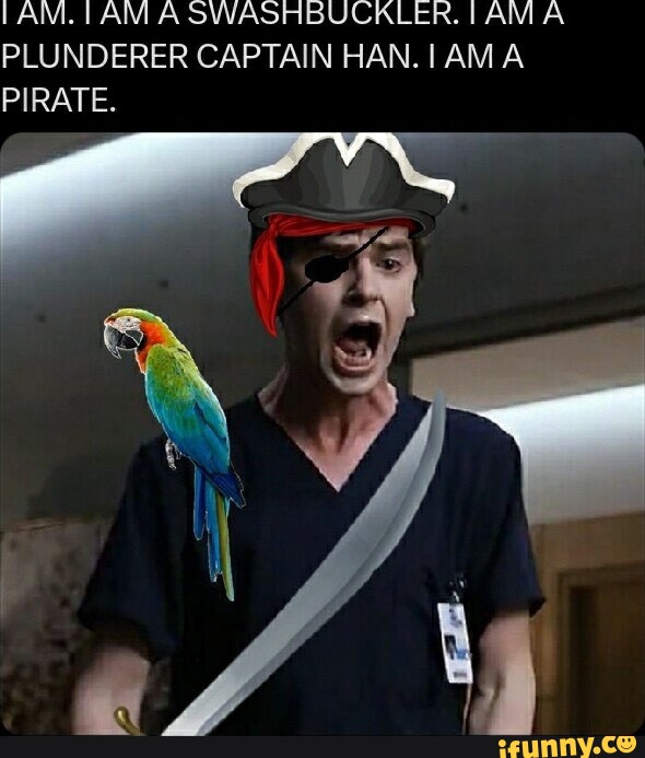 AM A SWASHBUCKLER. I AMA PLUNDERER CAPTAIN HAN. AMA PIRATE. - iFunny