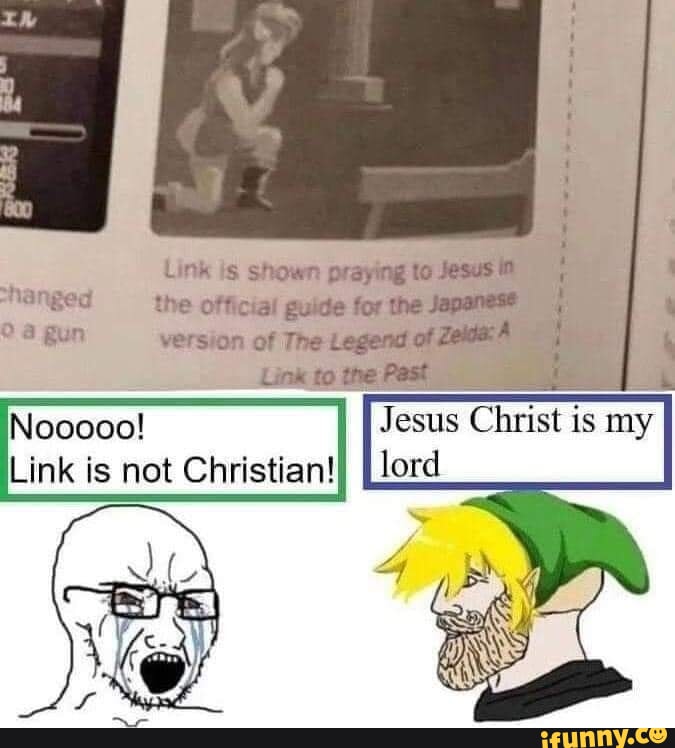 Link is shown praying to Jesus "hanged the official guide for the ...