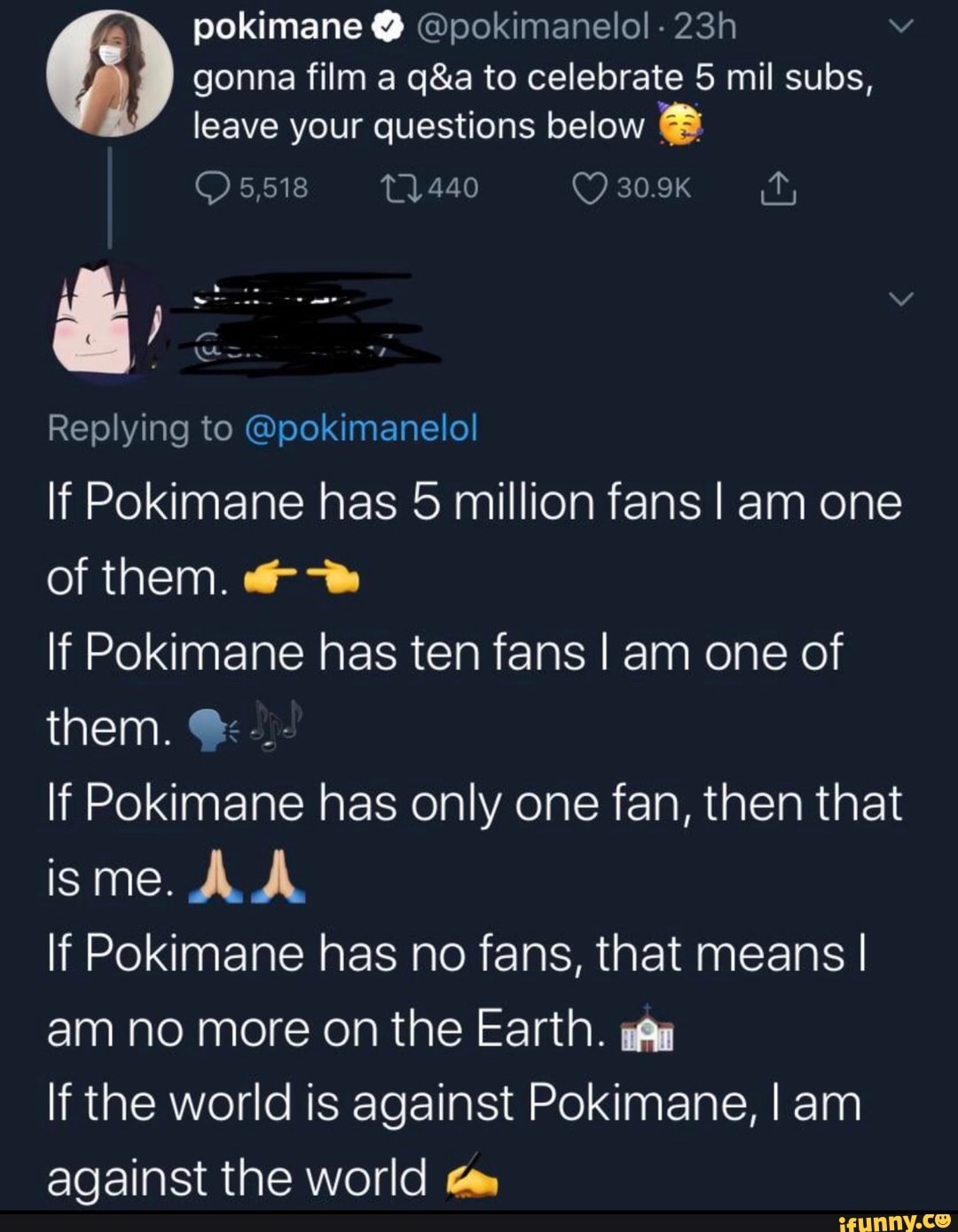 Pokimane @pokimanelol 6) gonna film a q&a to celebrate 5 mil subs ...