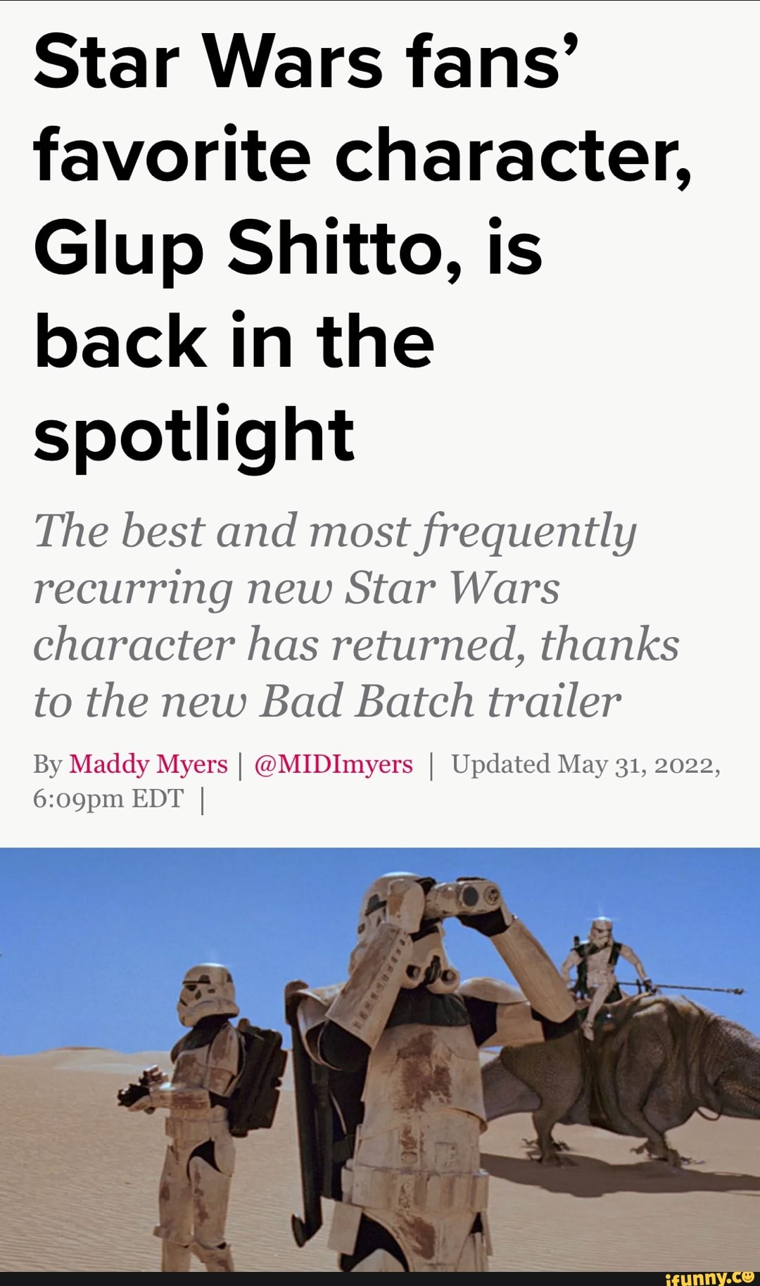 Star Wars fans' favorite character, Glup Shitto, is back in the ...
