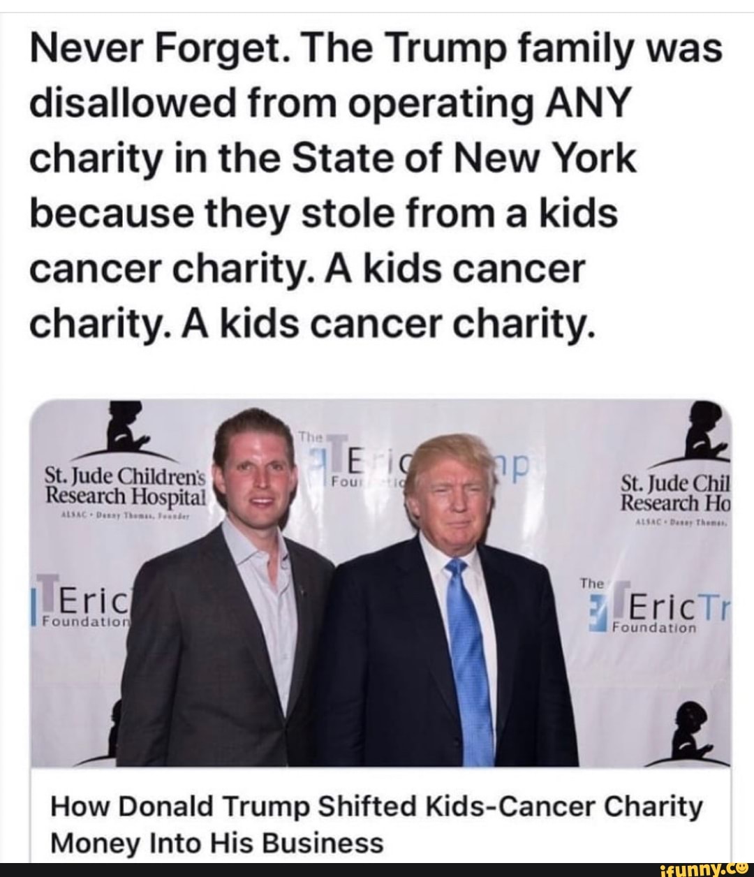 Never Forget. The Trump family was disallowed from operating ANY ...