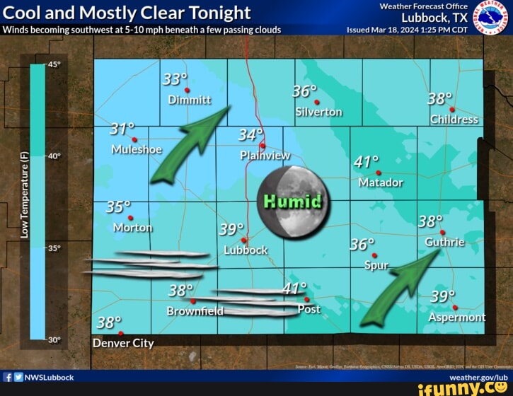 Cool and Mostly Clear Tonight tlubbock Winds becoming southwest at 5-10 ...