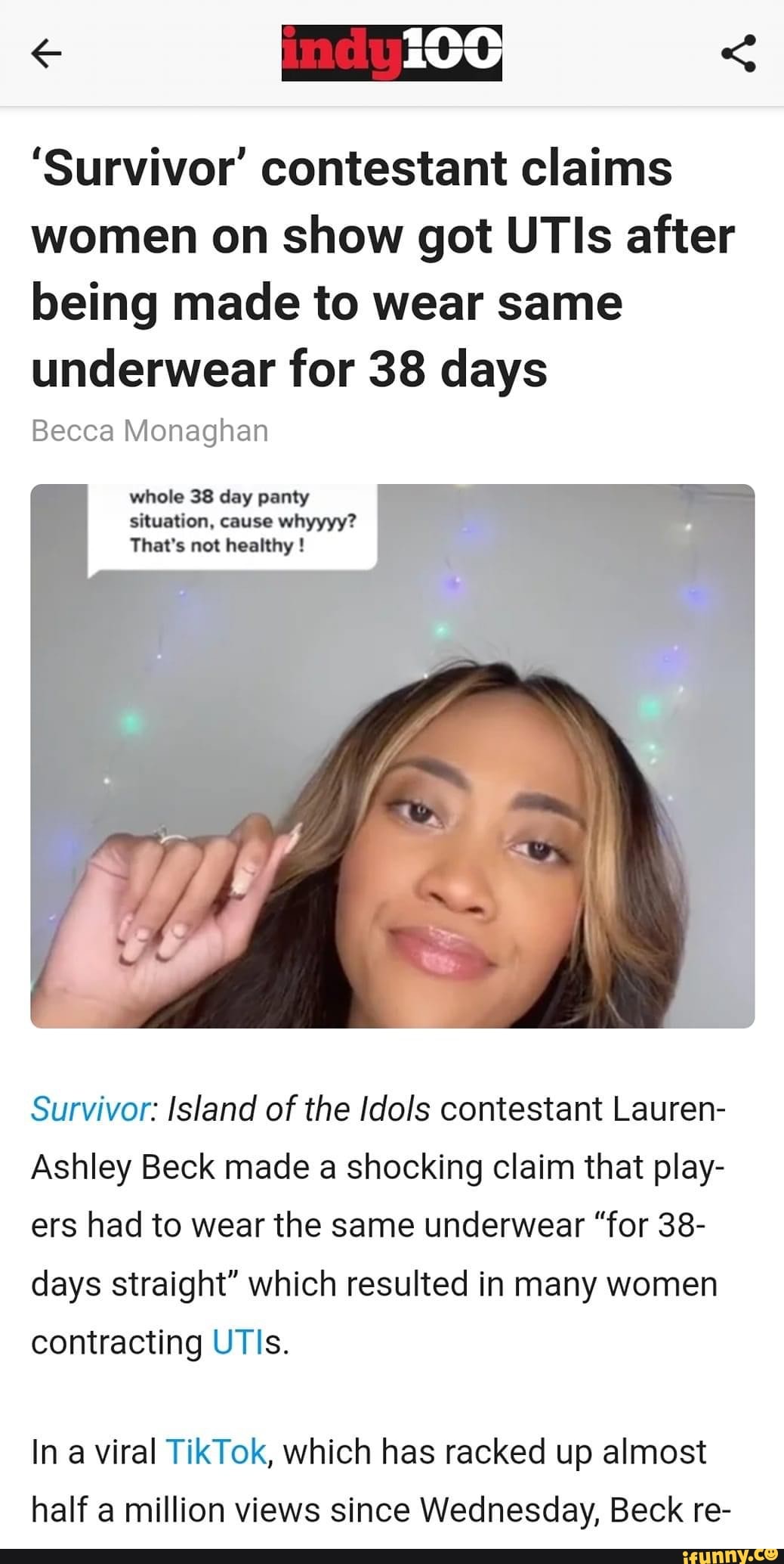 'Survivor' contestant claims women on show got UTIs after being made to ...