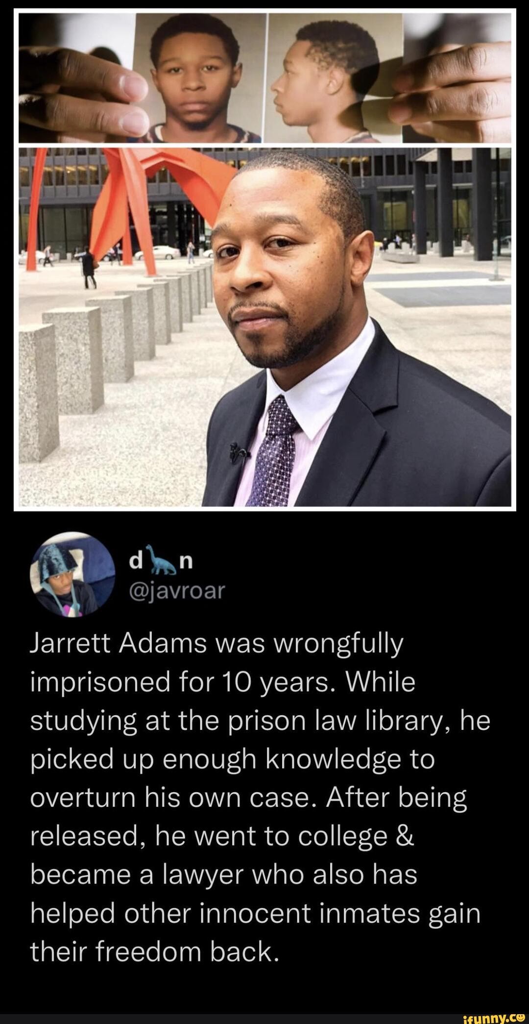 @javroar Jarrett Adams was wrongfully imprisoned for 10 years. While ...