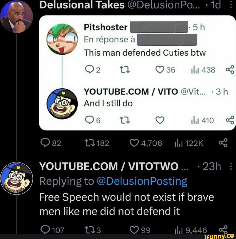 Delusional Takes @DelusionPo... Pitshoster Sh En cponse This man ...