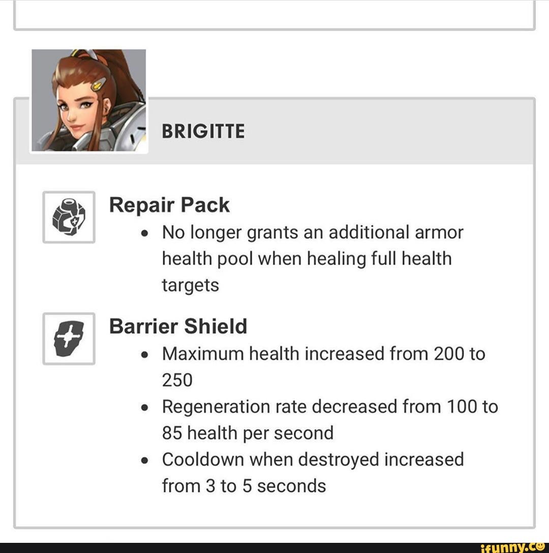 BRIGITTE Repair Pack e No longer grants an additional armor health pool ...