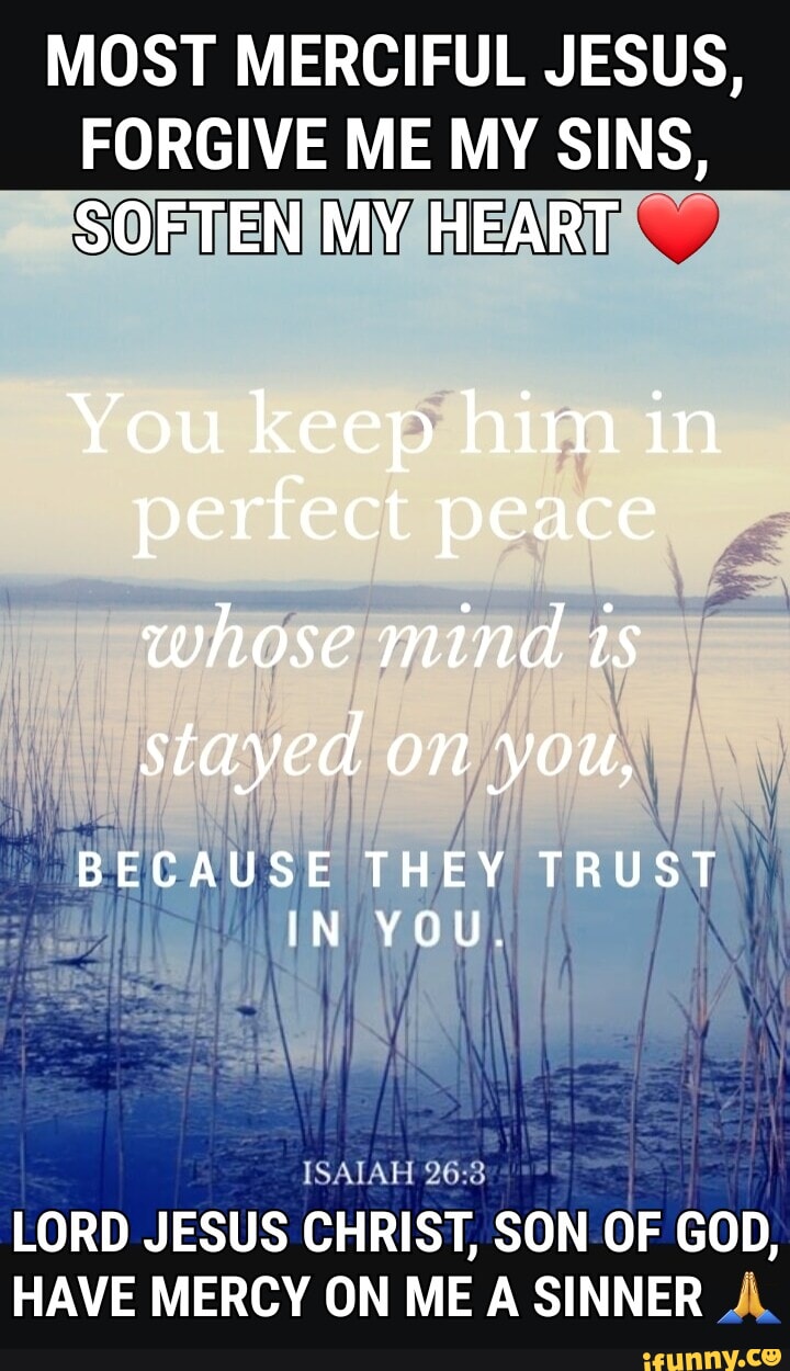 MOST MERCIFUL JESUS, FORGIVE ME MY SINS, SOFTEN MY HEART You keep him ...