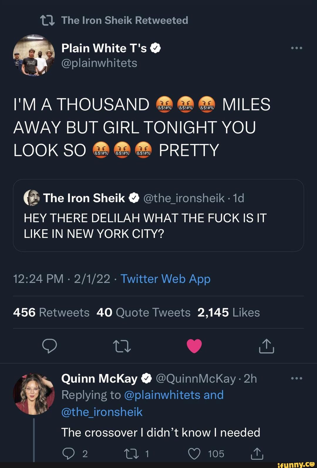 The Iron Sheik Retweeted Plain White T's @plainwhitets I'M A THOUSAND ...