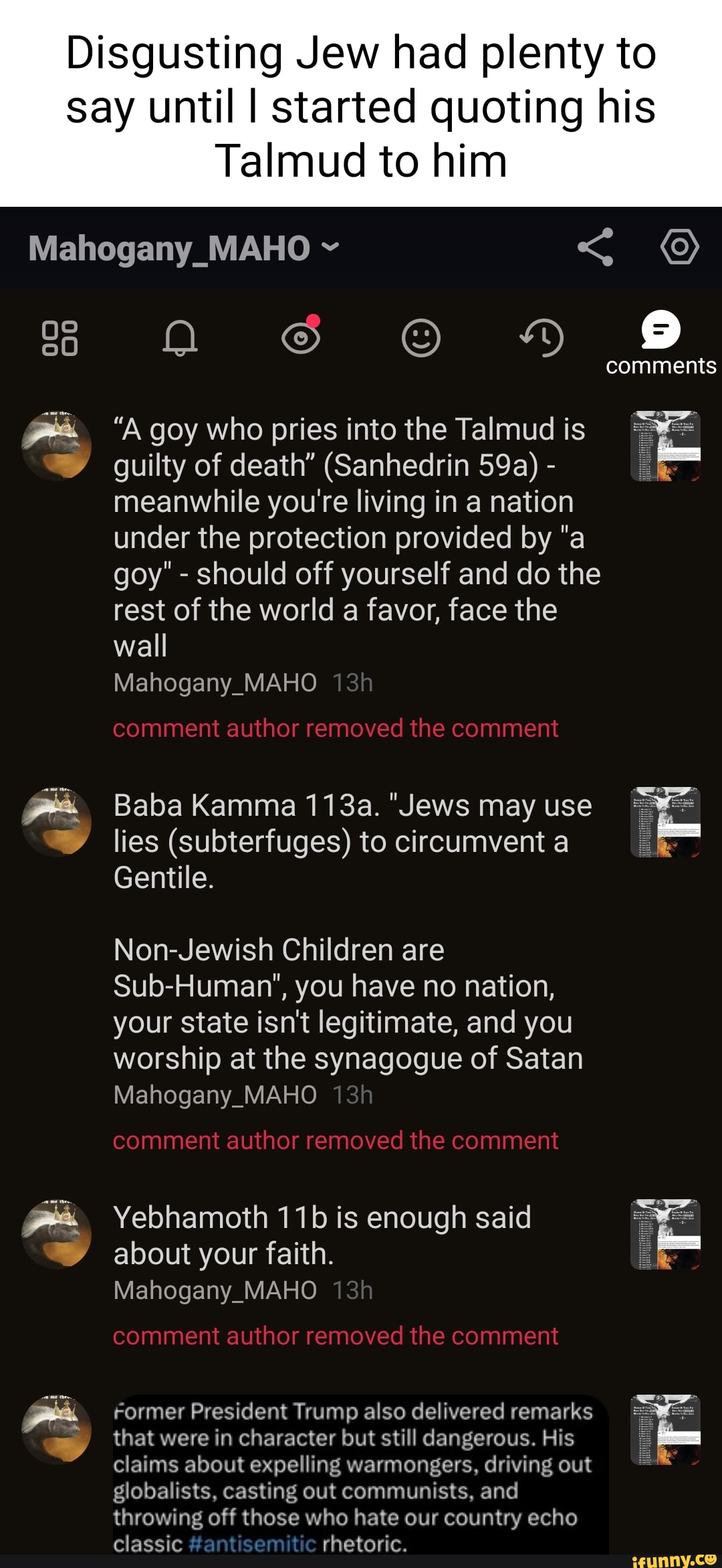 Disgusting Jew had plenty to say until I started quoting his Talmud to ...