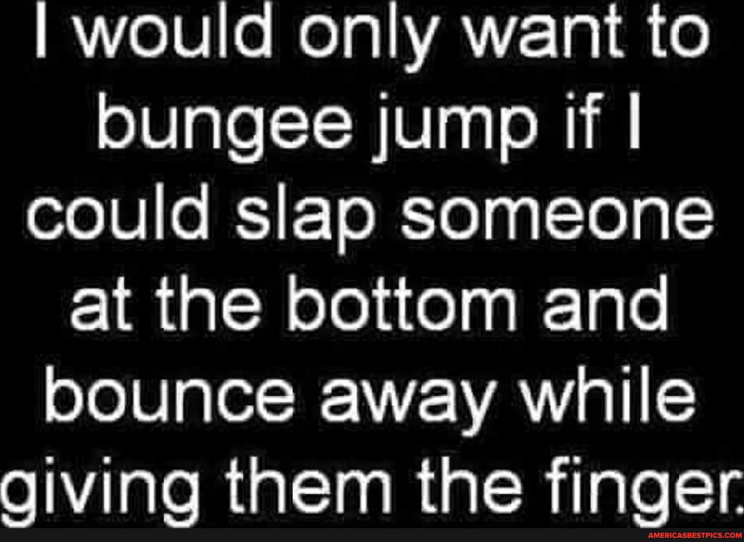 I would only want to bungee jump if I could slap someone at the bottom ...