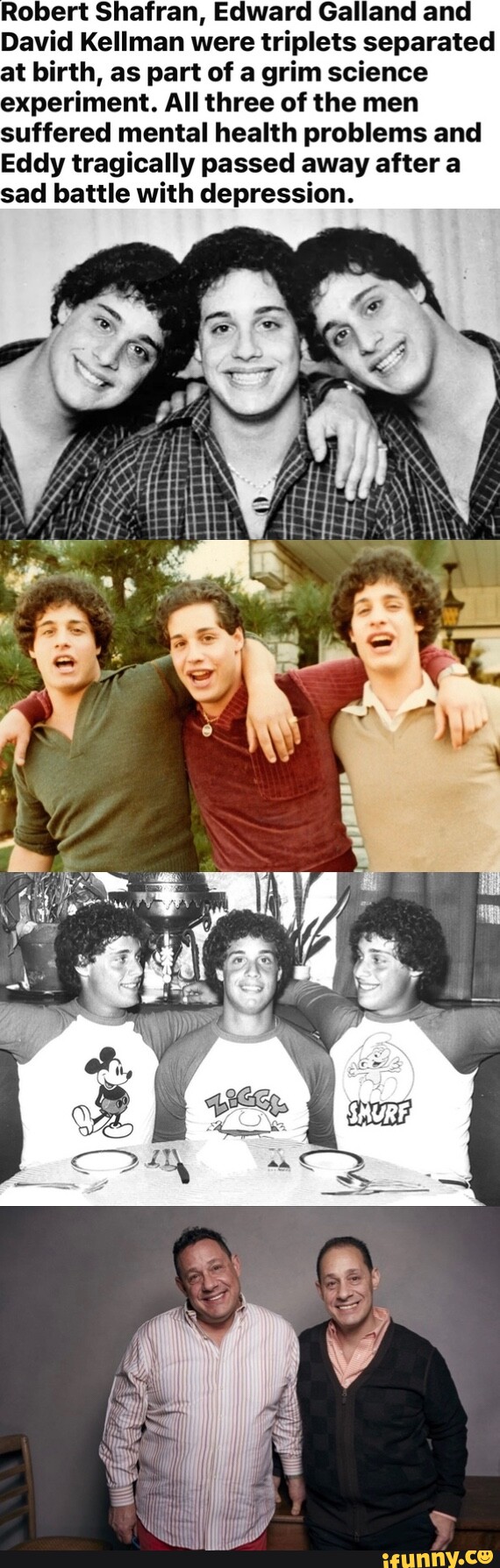 Robert Shafran, Edward Galland and David Kellman were triplets ...