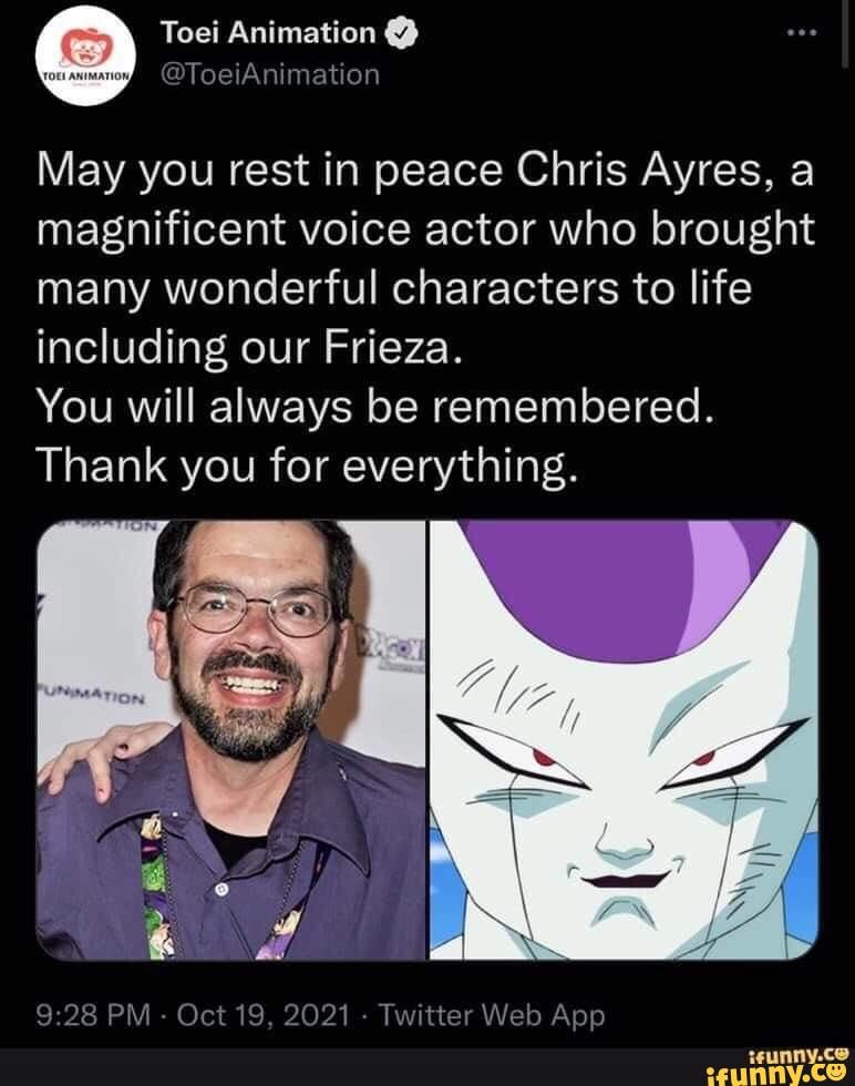 Toei Animation May you rest in peace Chris Ayres, a magnificent voice ...