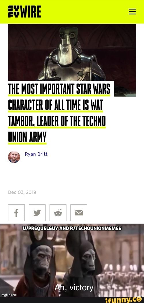 THE MOST IMPORTANT STAR WARS CHARACTER OF ALL TIME IS WAT TAMBOR ...