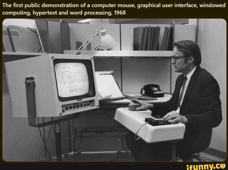 The first public demonstration of a computer mouse, graphical user ...