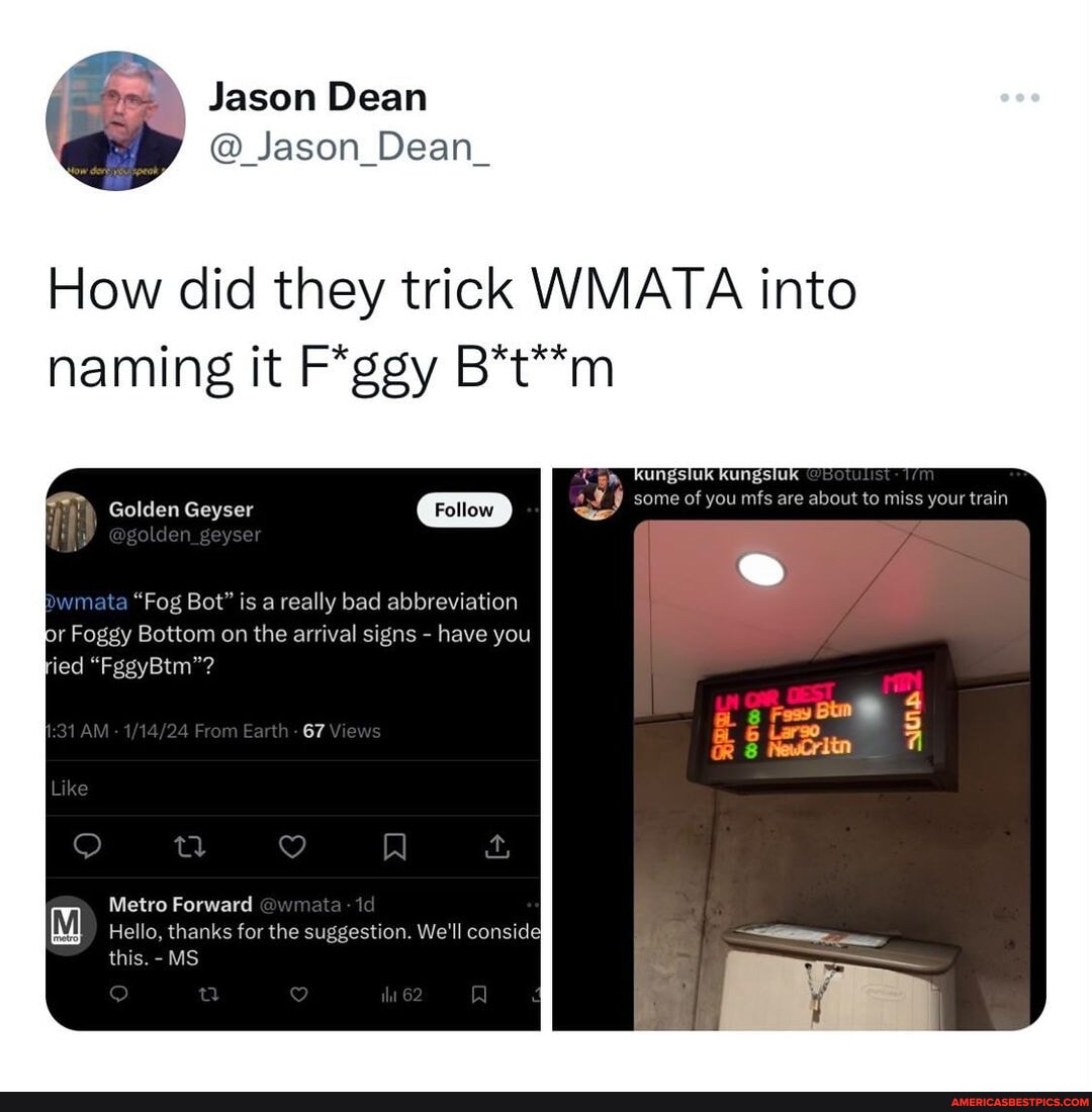 🫠🫠🫠 - Jason Dean Jason Dean_ How did they trick WMATA into aming it ...