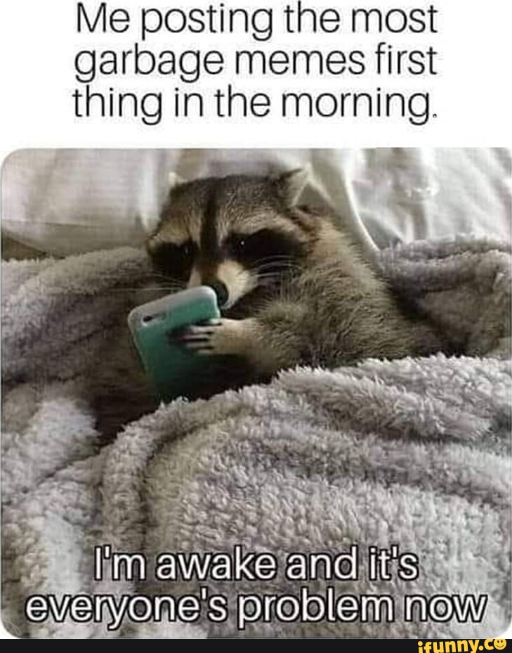 Me posting the most garbage memes first thing in the morning. awake ...
