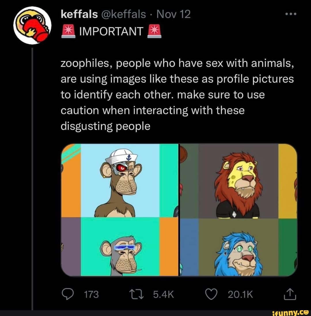 Keffals @keffals - Nov 12 IMPORTANT zoophiles, people who have sex with ...