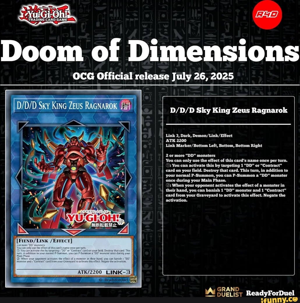 Doom of Dimensions OCG Official release July 26,2025 DID Sky King Zeus ...