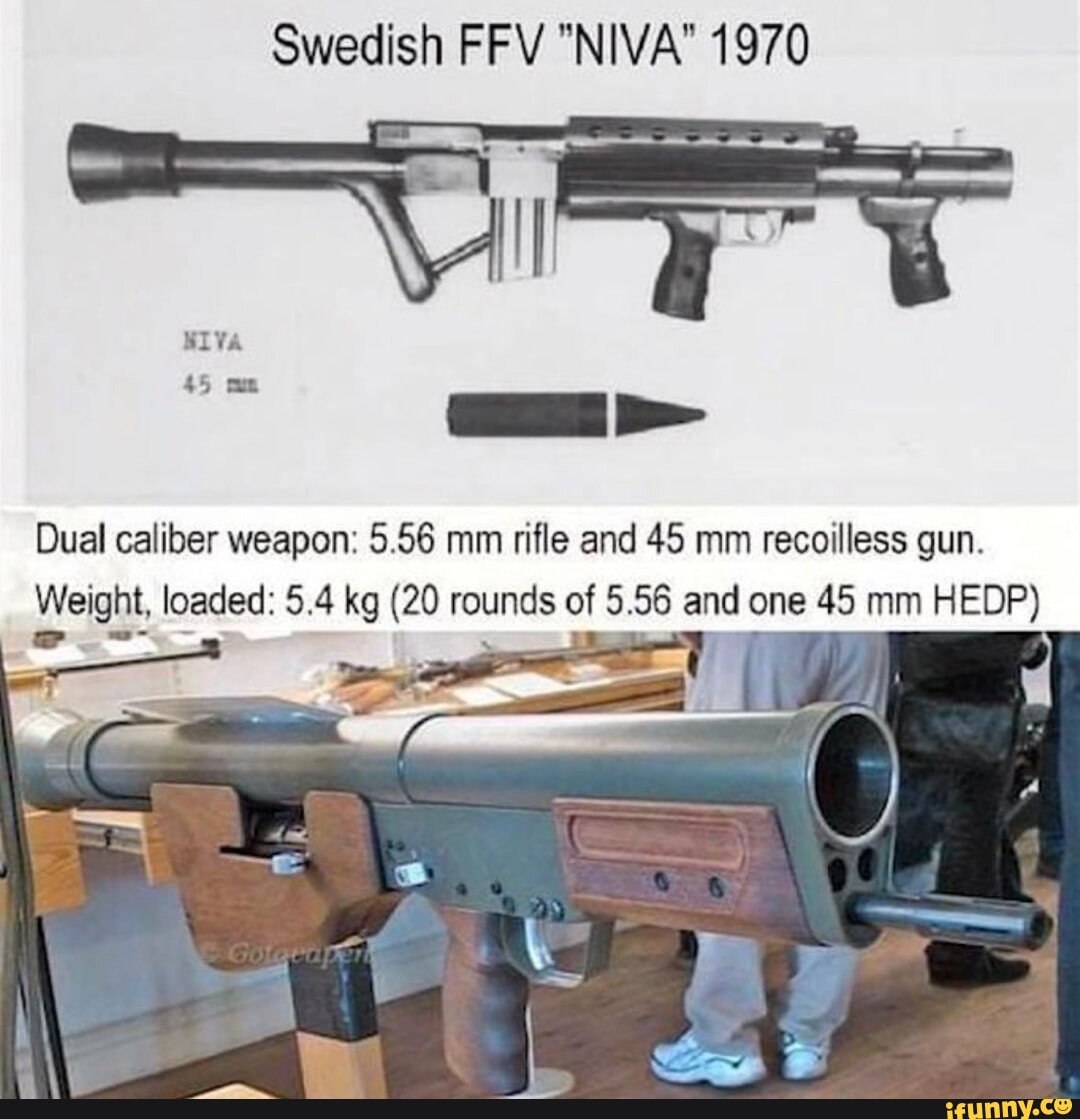 Swedish FFV "NIVA" 1970 Siva 45 m. Dual caliber weapon: 5.56 mm rifle ...