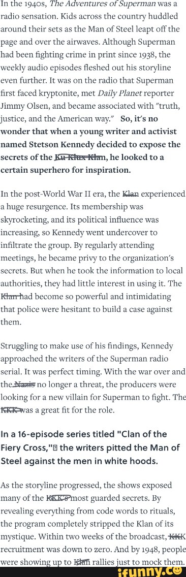 In the 1940s, The Adventures of Superman was a radio sensation. Kids ...