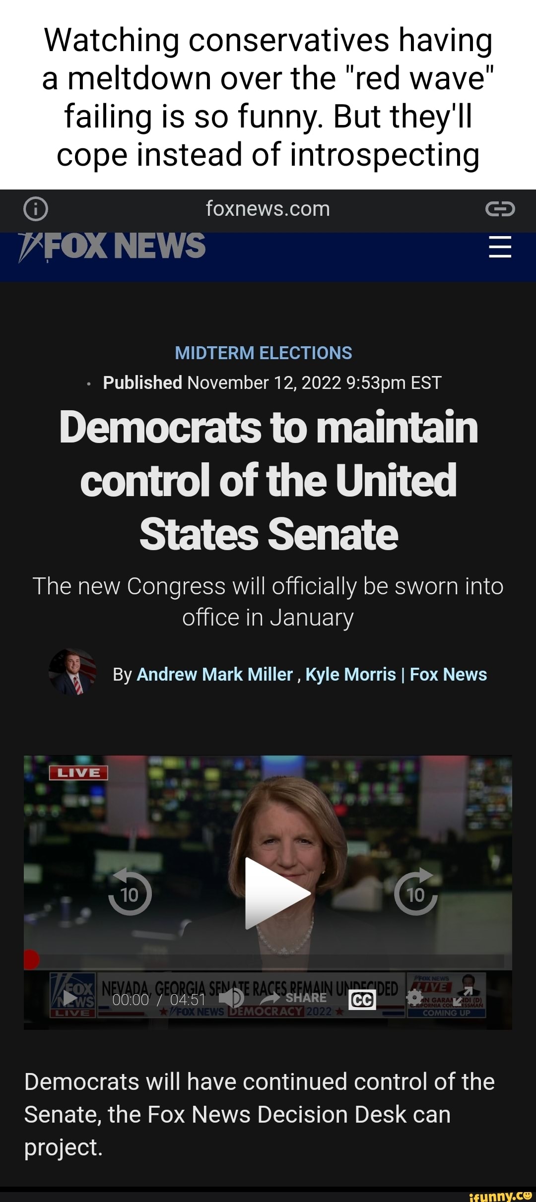 Watching conservatives having a meltdown over the "red wave" failing is ...